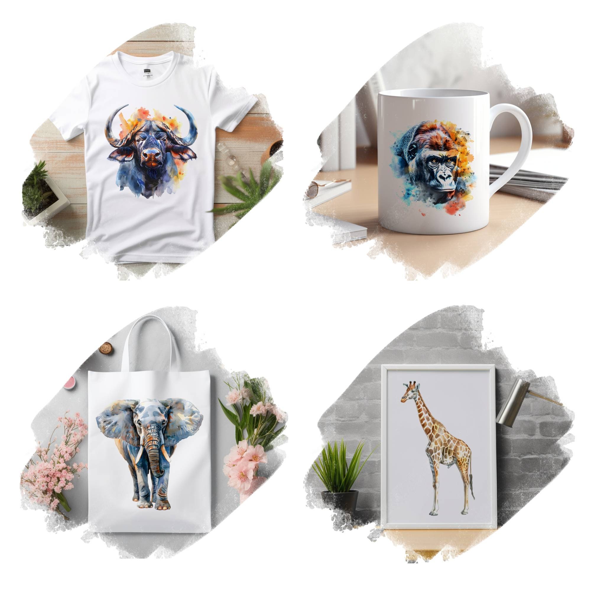 Watercolor African Animals Clipart Bundle, Safari Animals Clipart ...