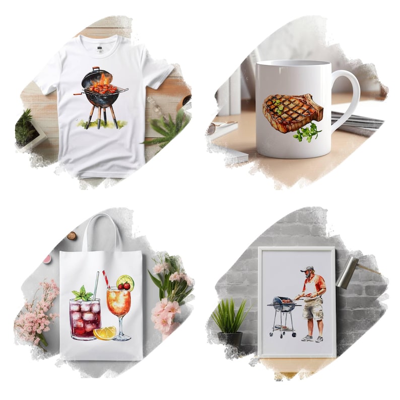 Watercolor Barbecue Clipart Bundle, Grill Party Clipart, Backyard ...