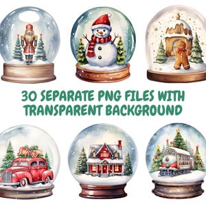 Watercolor Snow Globes Clipart Bundle, Christmas Globe Clipart, Winter ...