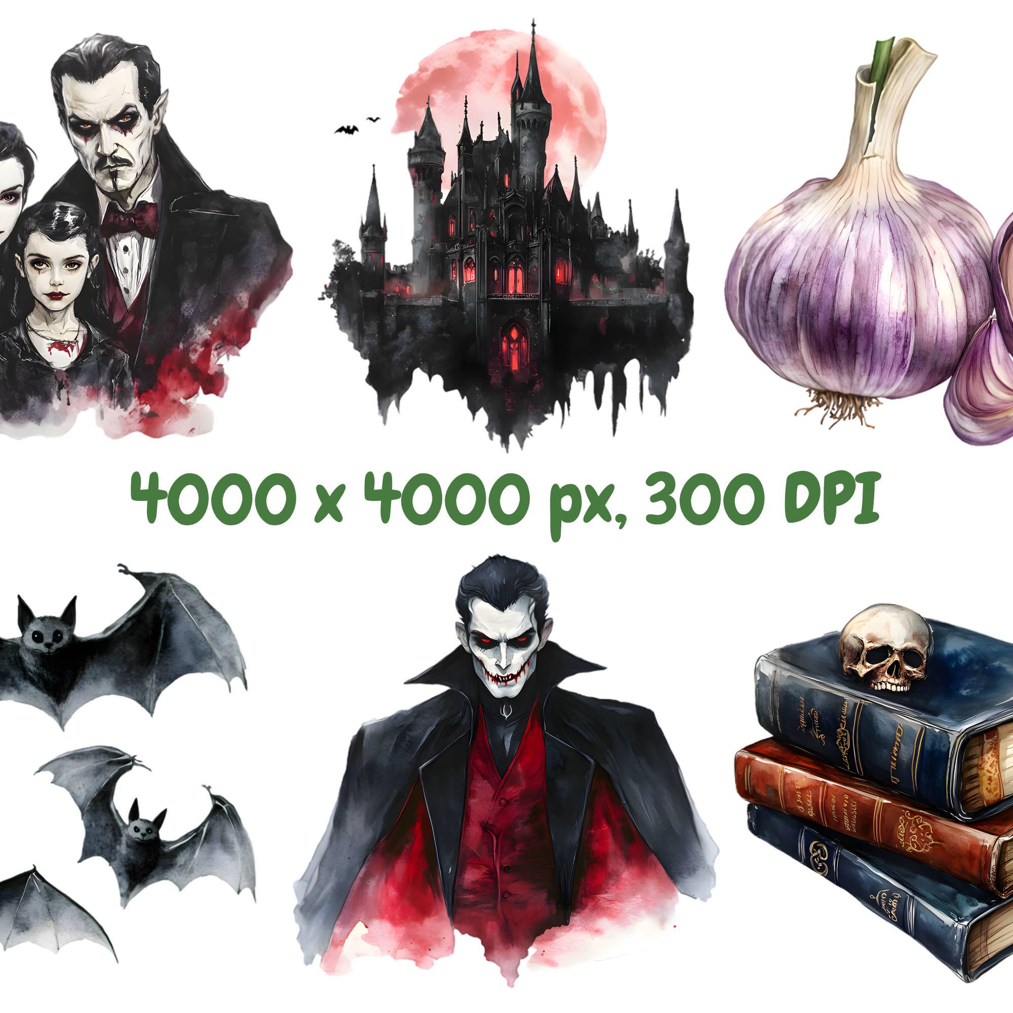 Watercolor Vampire Clipart Bundle, Halloween Vampire Clipart, Gothic ...