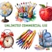 Watercolor School Supplies Clipart Bundle, School Supply Clipart ...