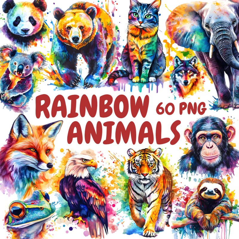 Animal Colorful Png Clipart - Etsy UK