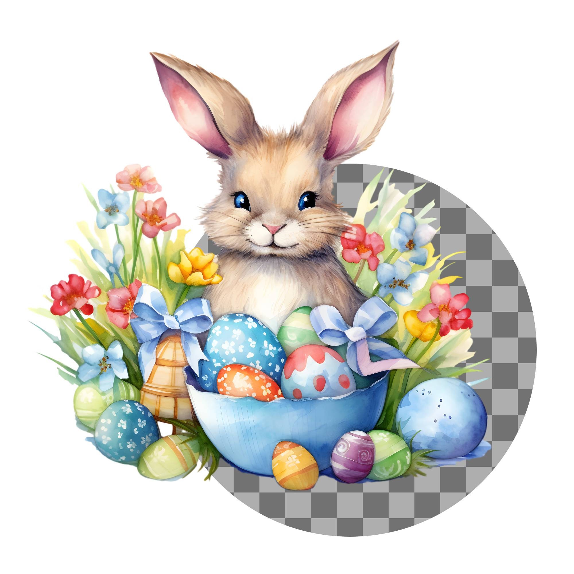 Watercolor Easter Animals Clipart Bundle, Cute Easter Animals PNG ...