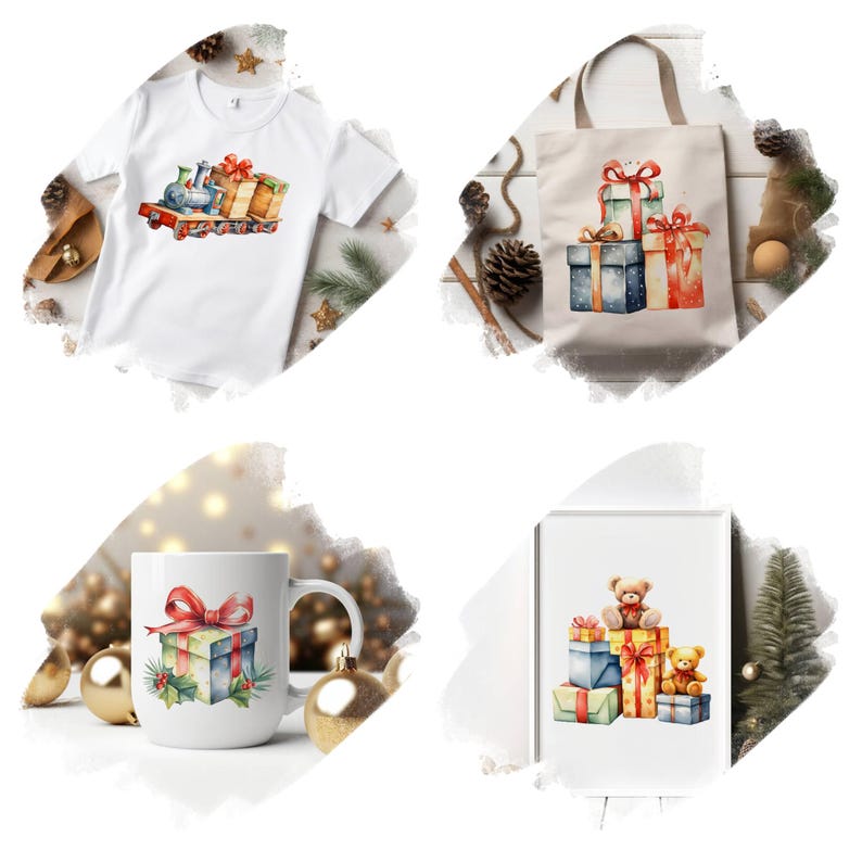 Watercolor Christmas Gifts Clipart Bundle, Wrapped Presents Clipart ...