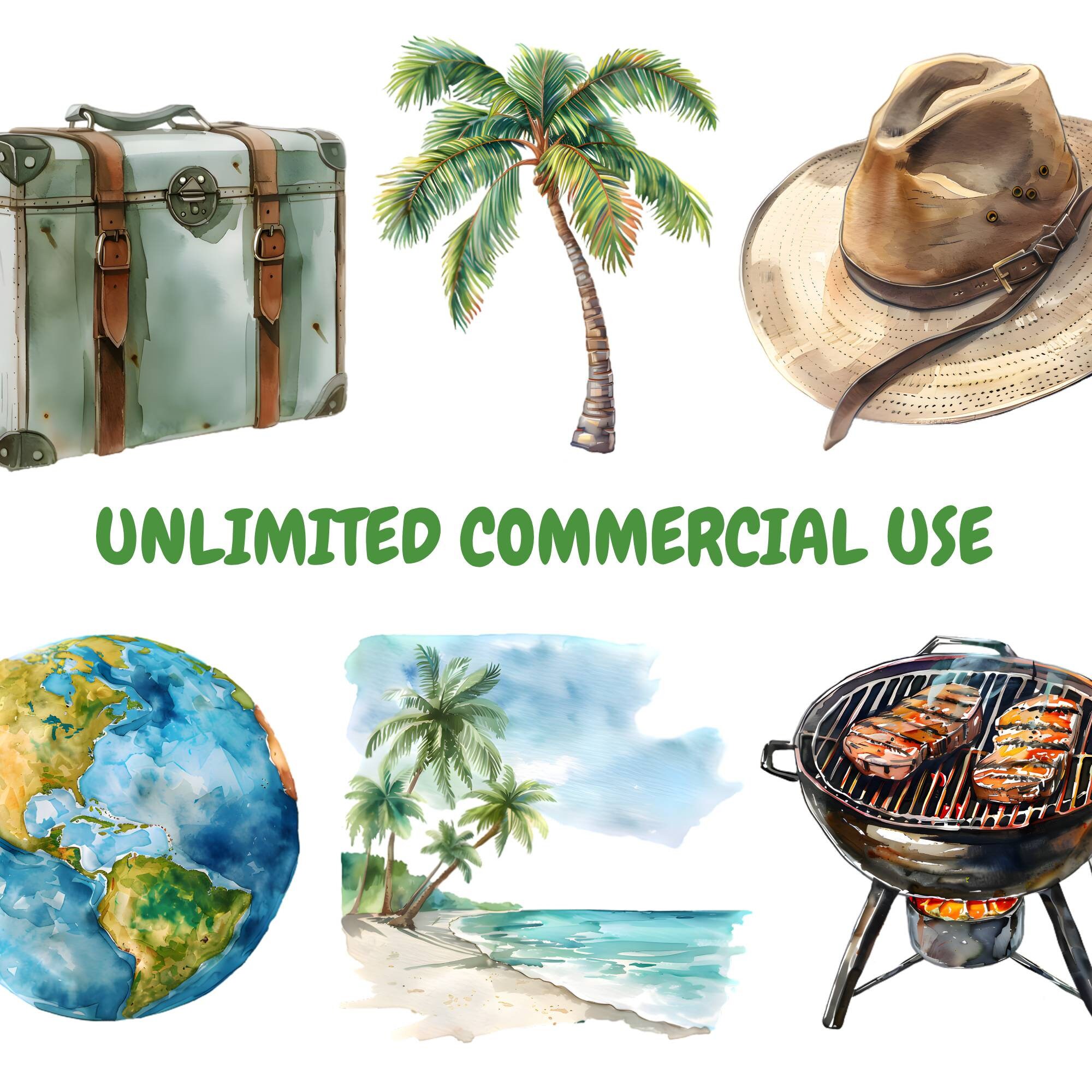 Watercolor Travel Clipart Bundle, Vacation Holiday Clipart, Adventure ...