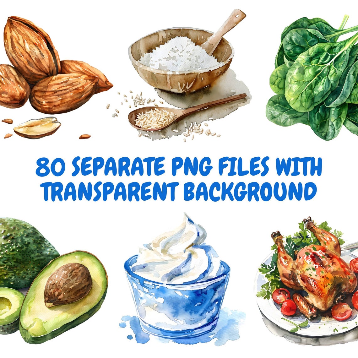 Watercolor Healthy Food Clipart Bundle, Healthy Vegetable Clipart, Food ...