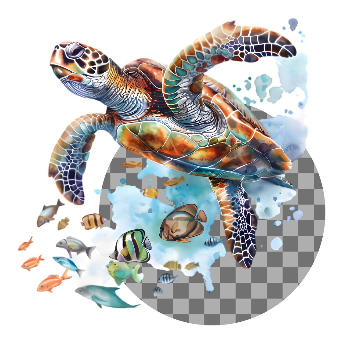 Watercolor Sea Turtles Clipart Bundle, Ocean Animals Clipart, Turtle ...