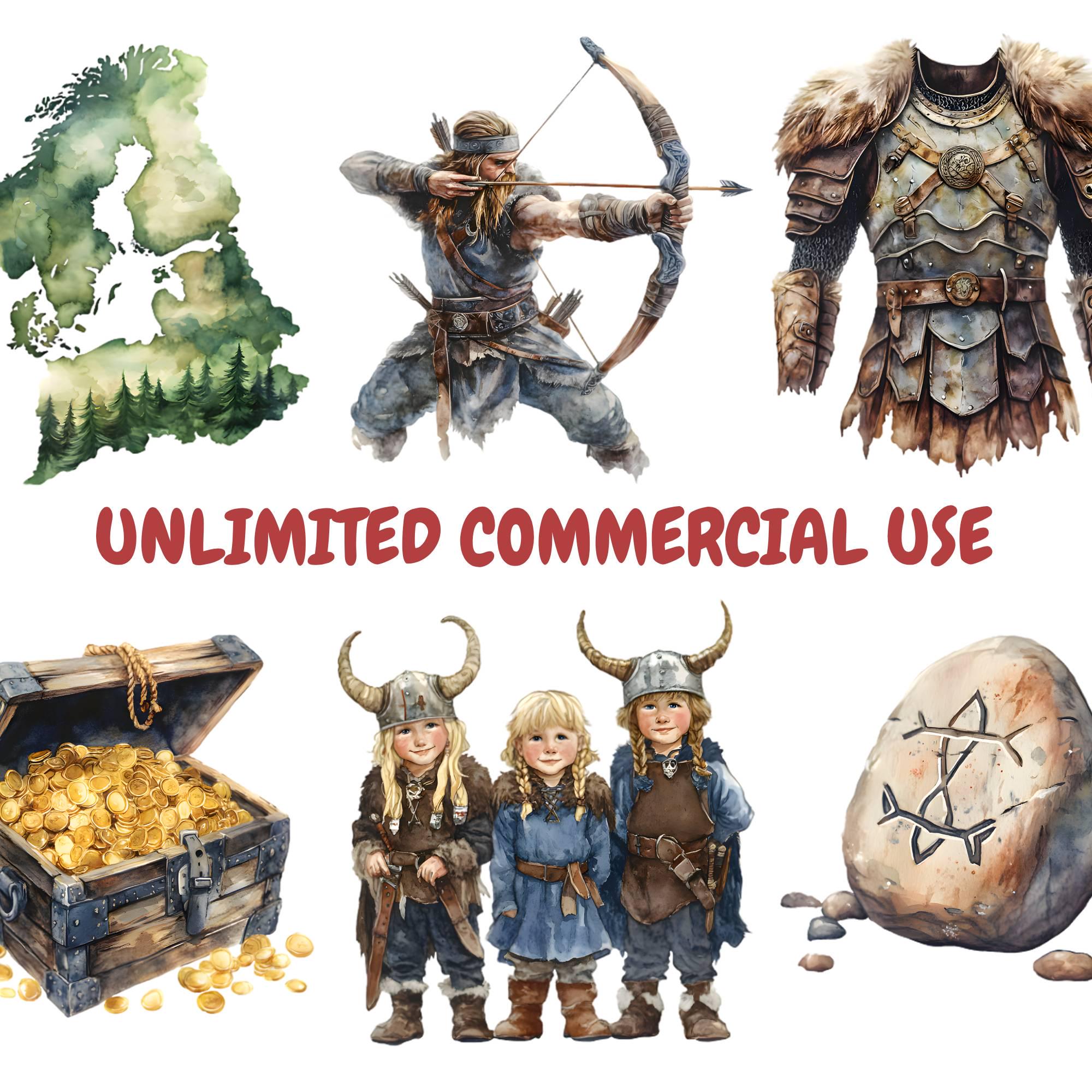 Watercolor Vikings Clipart Bundle, Nordic Viking Clipart, Knight ...