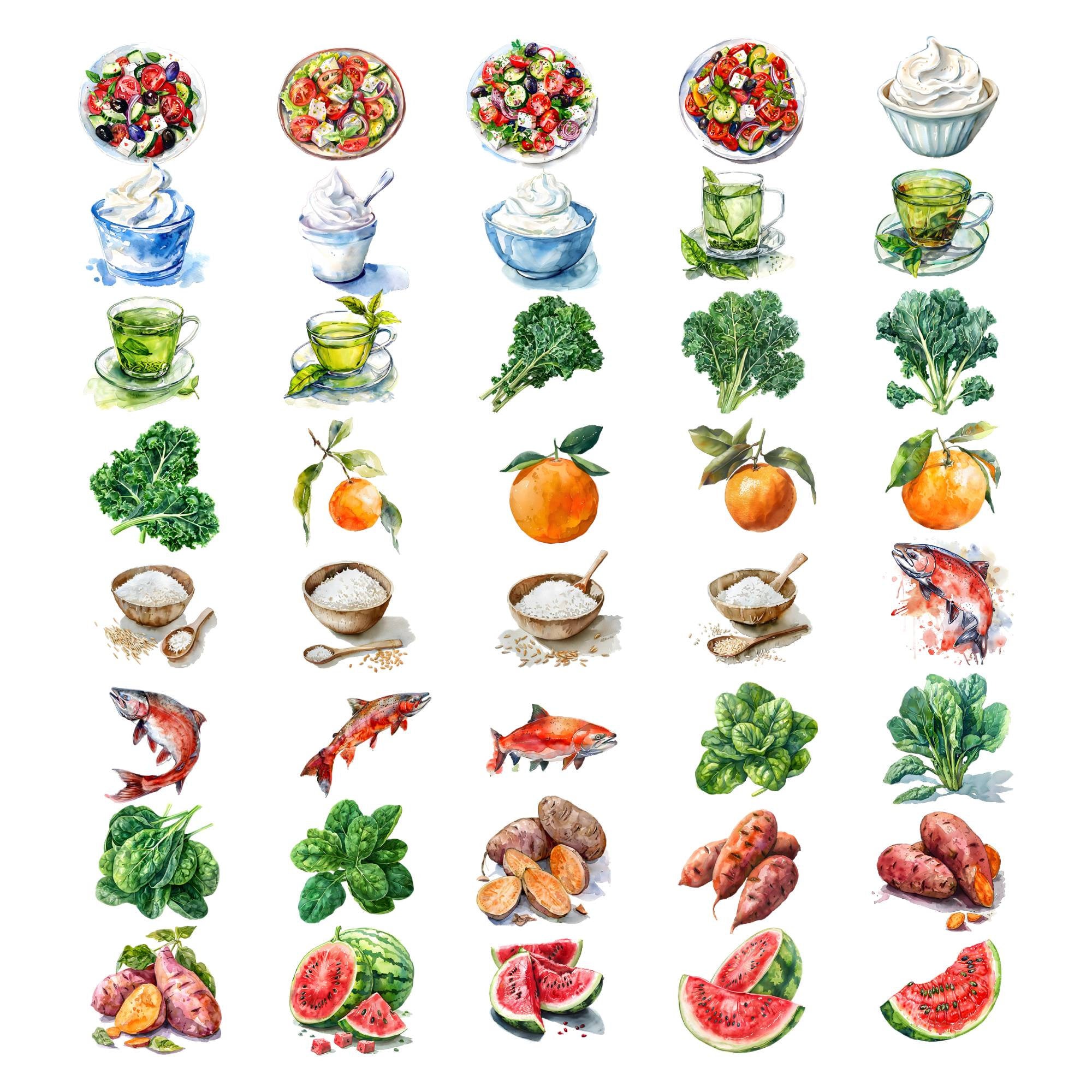 Watercolor Healthy Food Clipart Bundle, Healthy Vegetable Clipart, Food ...