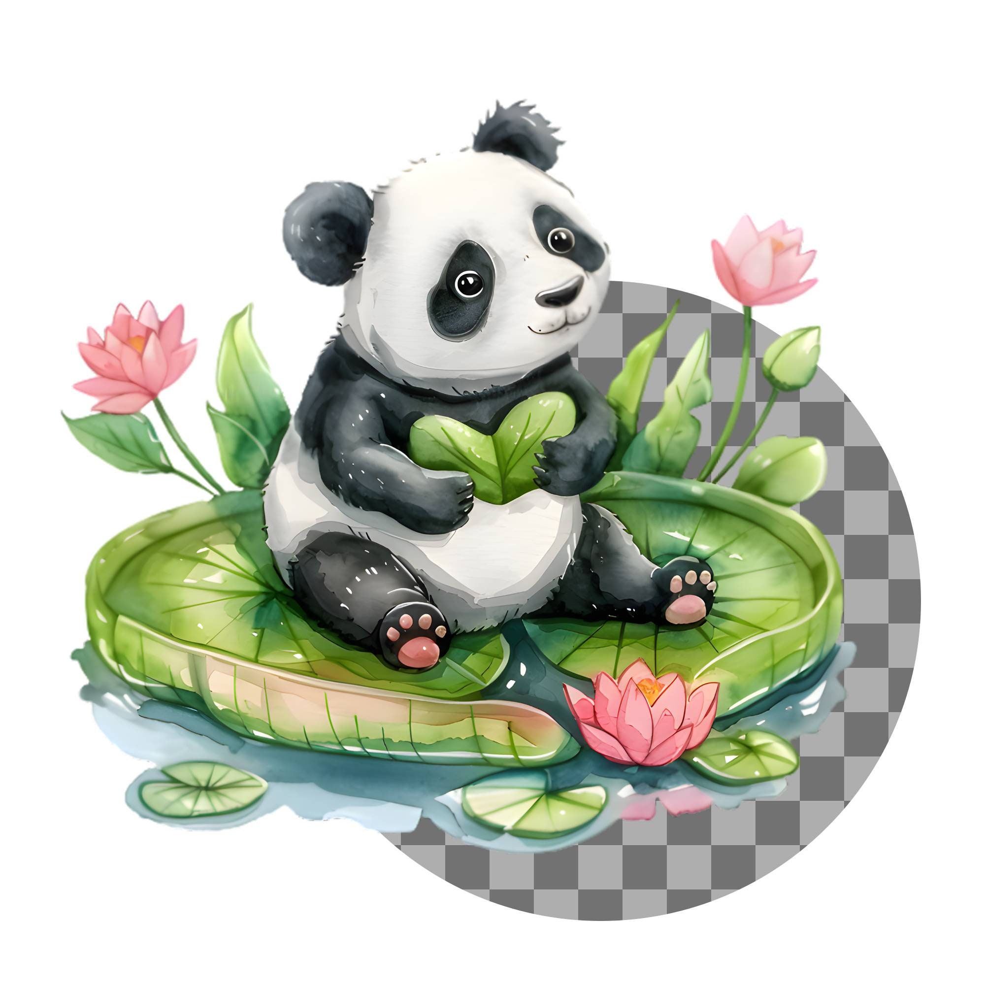 Watercolor Cute Pandas Clipart Bundle, Adorable Panda Clipart, Panda ...