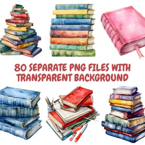 Watercolor Books Clipart Bundle, Reading Book Clipart, Education ...