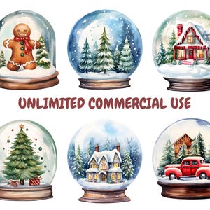Watercolor Snow Globes Clipart Bundle, Christmas Globe Clipart, Winter ...