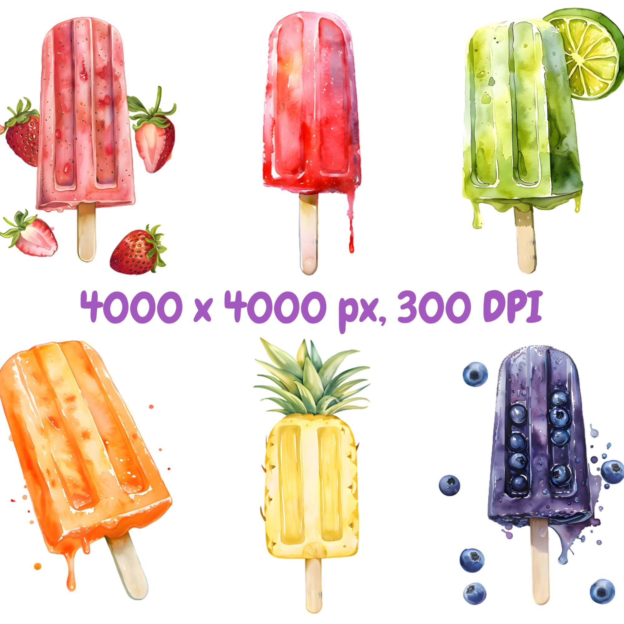 Watercolor Popsicles Clipart Bundle, Summer Treat Clipart, Popsicle ...