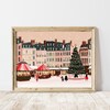 Vintage Village Christmas Printable Wall Art | Winter Town Landscape ...
