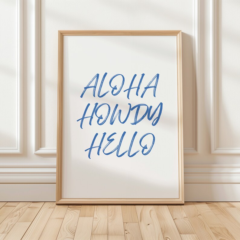 Blue Cowboy Boots Print Wall Art, Aloha Howdy Print Coastal Cowgirl ...