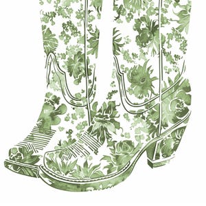 Sage Green Cowboy Boots Print Green Cowboy Boots Wall Art, Minimalist ...