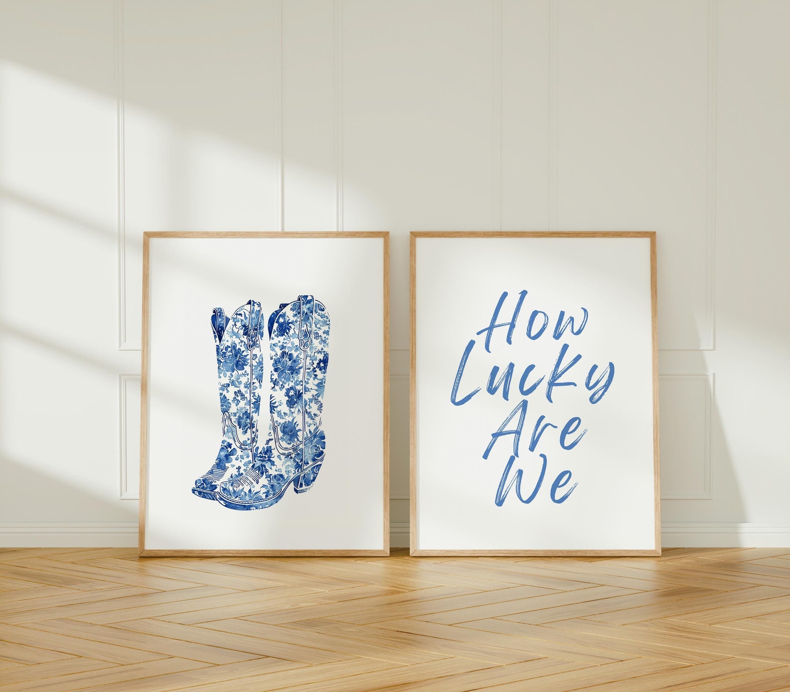 Custom Blue Cowboy Boots Print Wall Art, Custom Quote Print ...