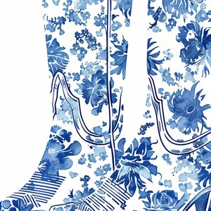 Blue Cowboy Boots Print Blue Cowboy Boots Wall Art, Minimalist Southern ...