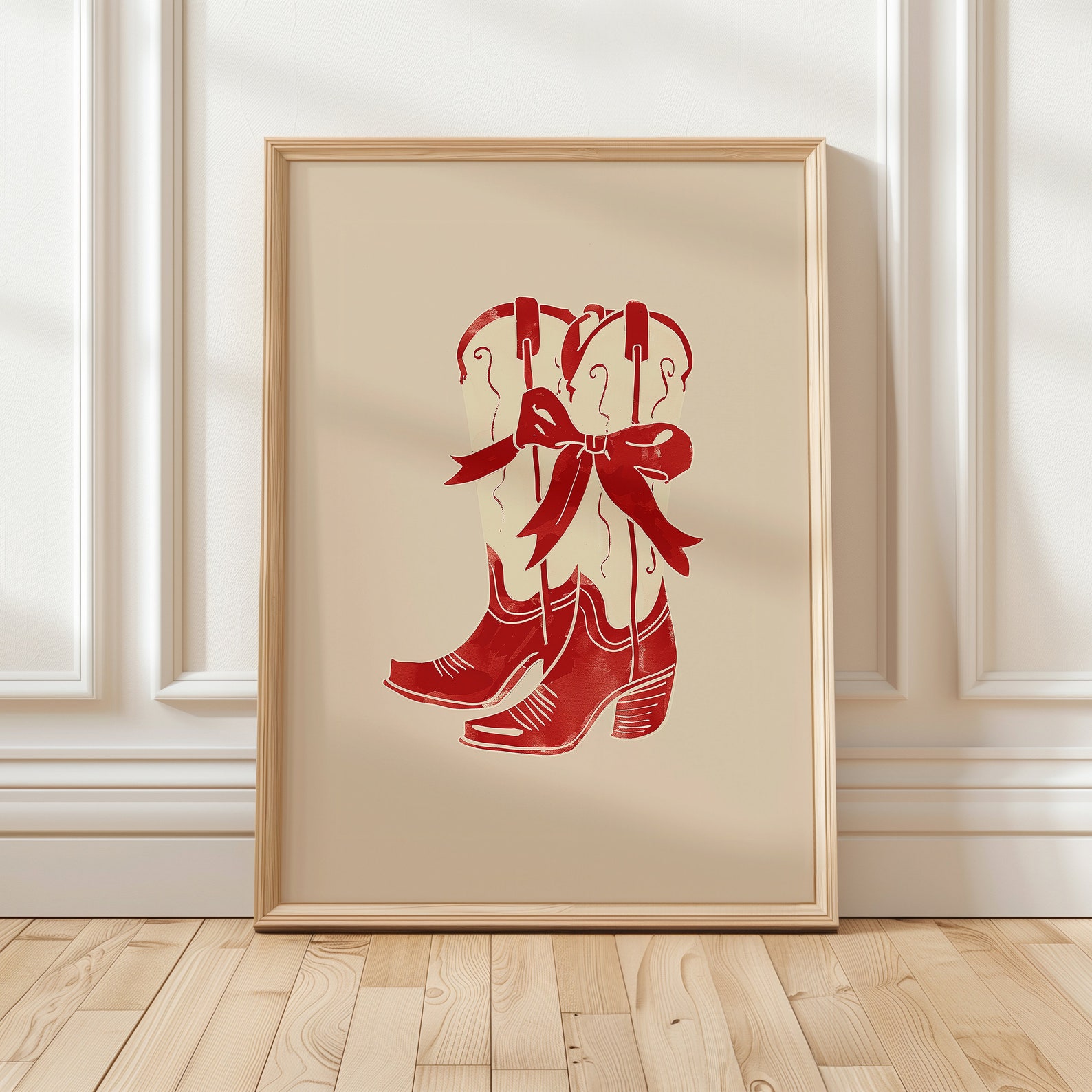 Red Cowboy Boots Print for Coquette Room Decor | Red Cowgirl Boots ...