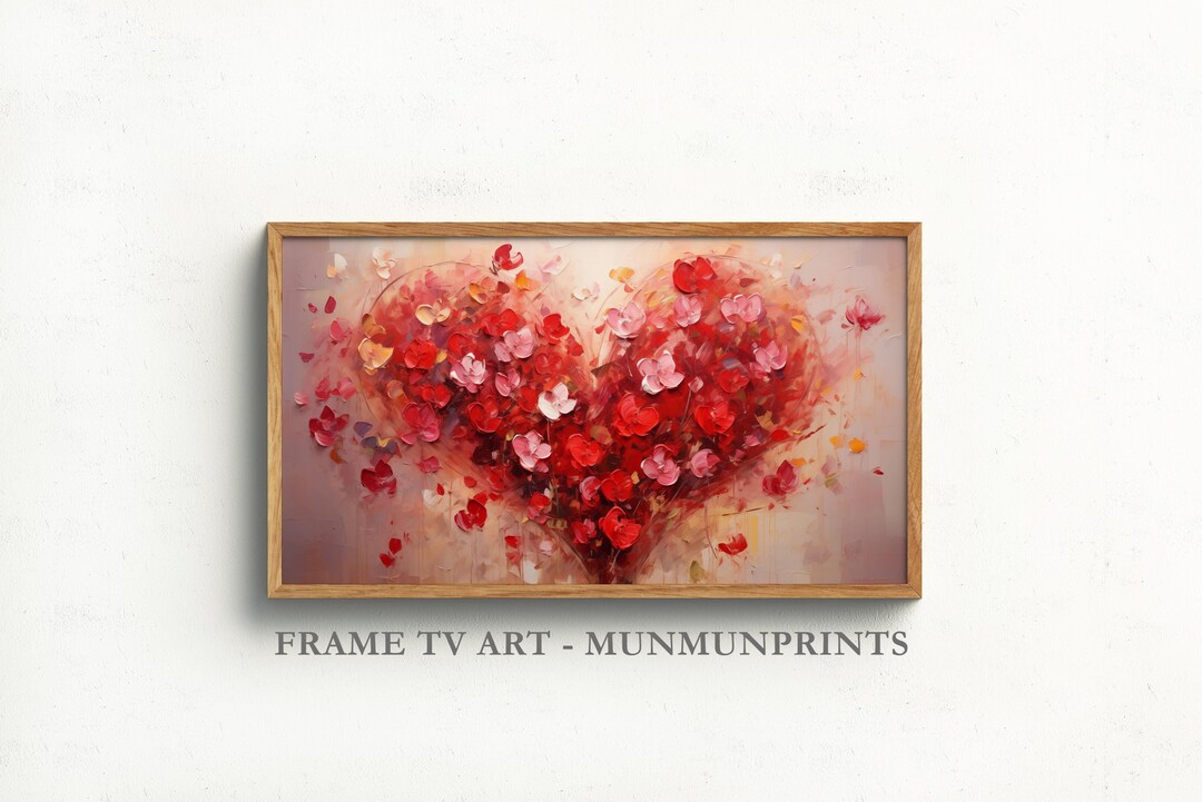 Valentines TV Art Red Heart Frame TV Art, Valentine Decor Art ...