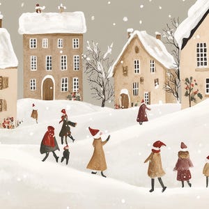 Vintage Village Christmas Printable Wall Art | Winter Town Landscape ...