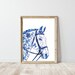 Blue Floral Horse Print, Blue Retro Prints Home Deco, Preppy Dorm Room ...