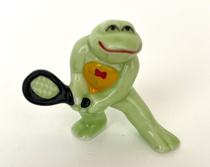 Vintage Tennis Playing Frog, Figurine, Vintage Metal Figurine, 3.5 ...