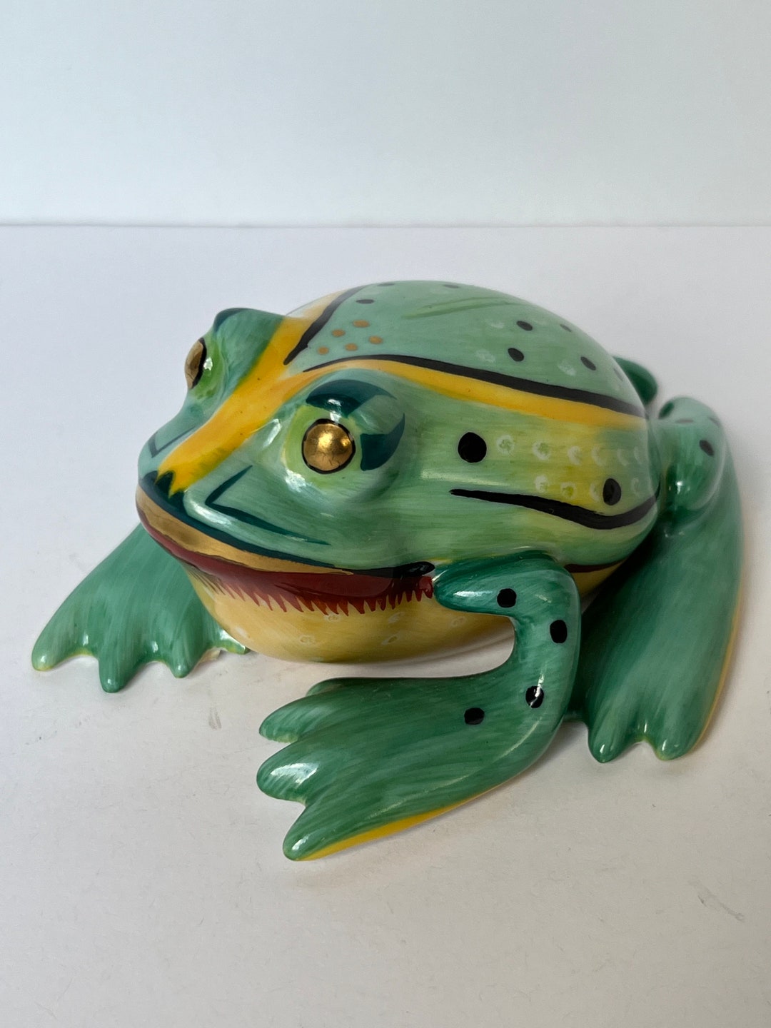 Vintage Hollohaza Frog Hand-painted Porcelain Figurine Elegant ...