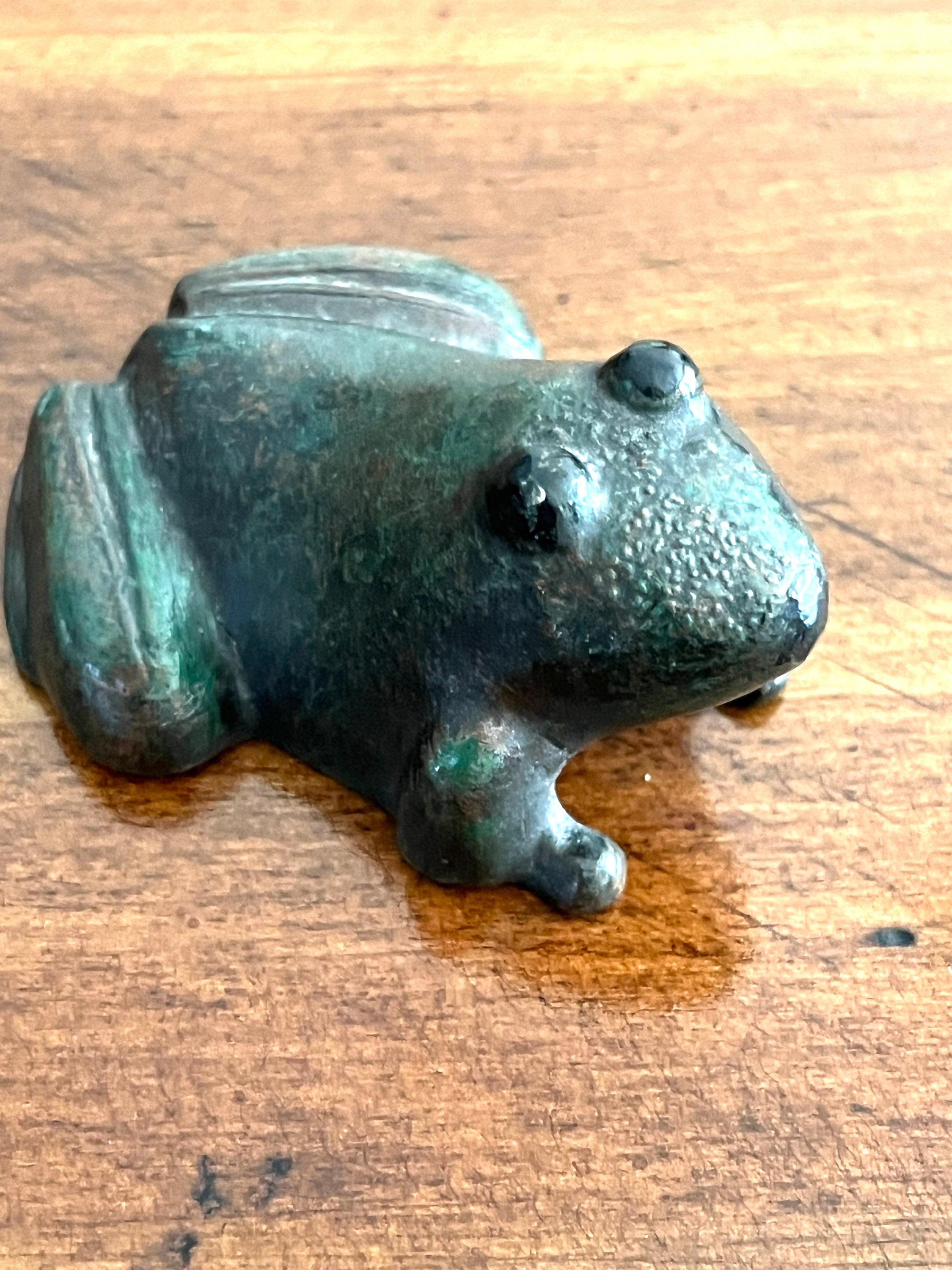 Heavy Iron Metal Frog Hand Painted, Dark Black Green Finish, Rustic ...