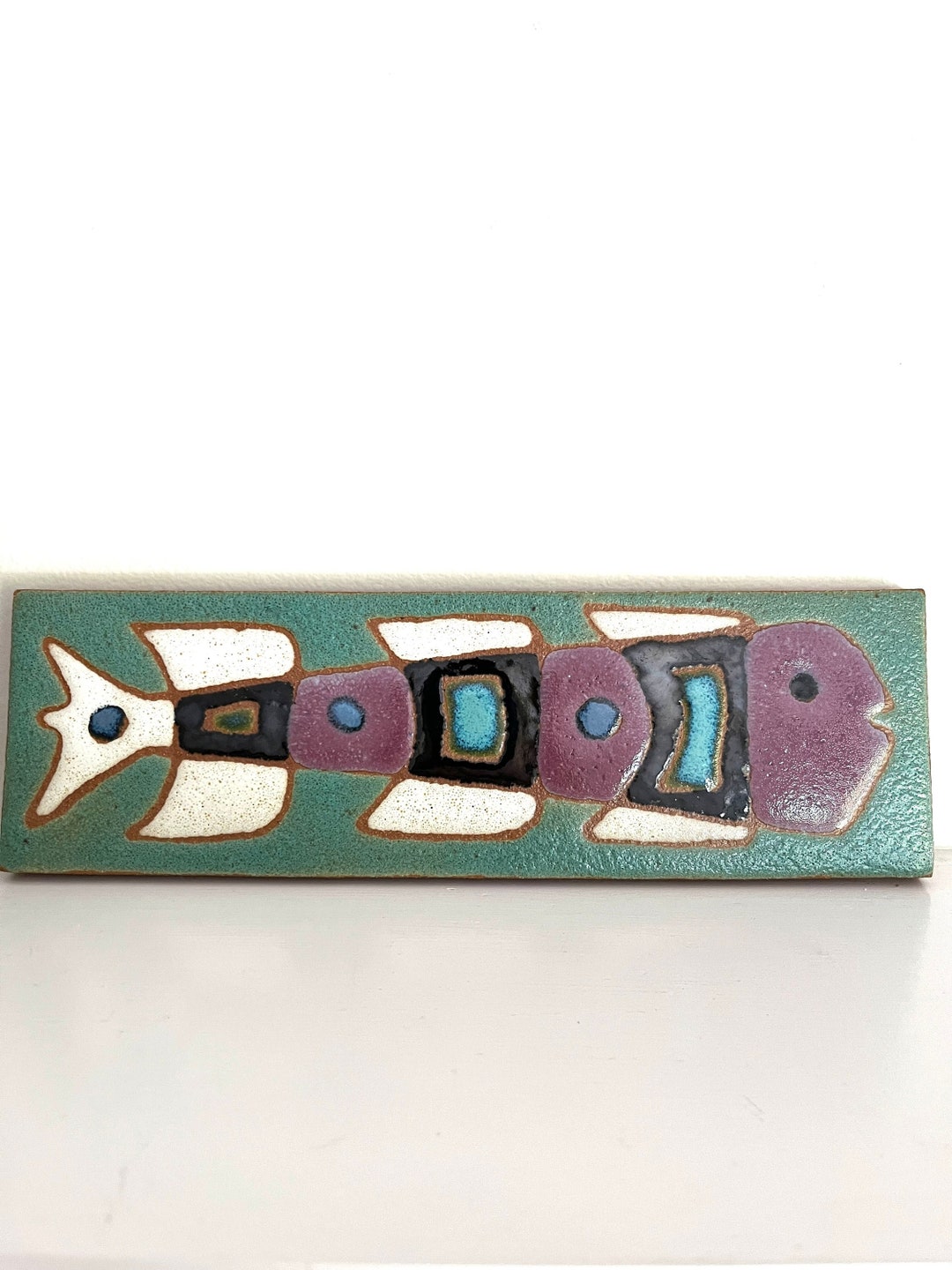 Hand Painted & Crafted Glazed Ceramic Fish Tile One-of-a-kind 1980s by ...