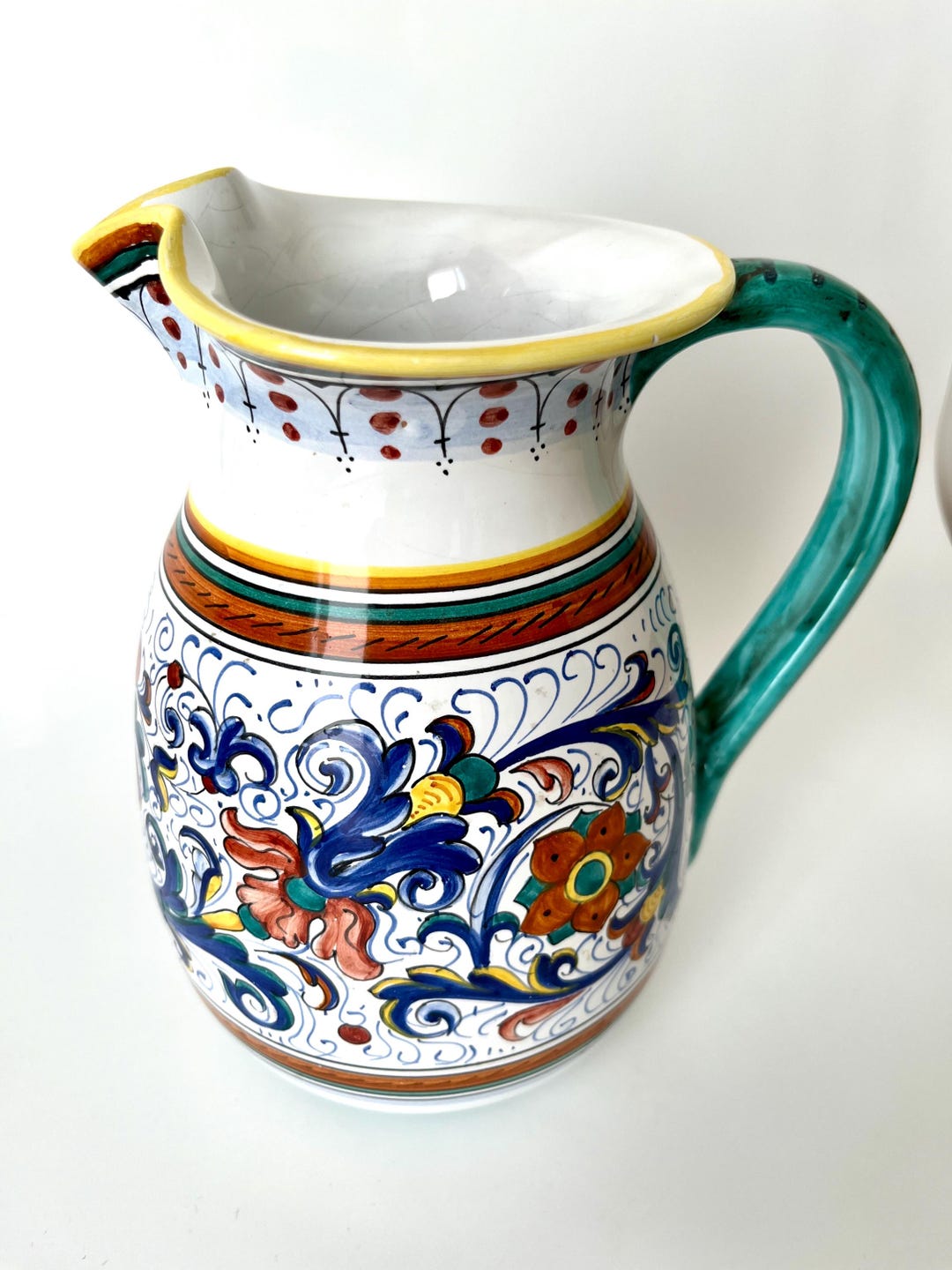 Colorful Vintage Cama Deruta 1.75L Pitcher, Hand Painted Italy Ricco ...