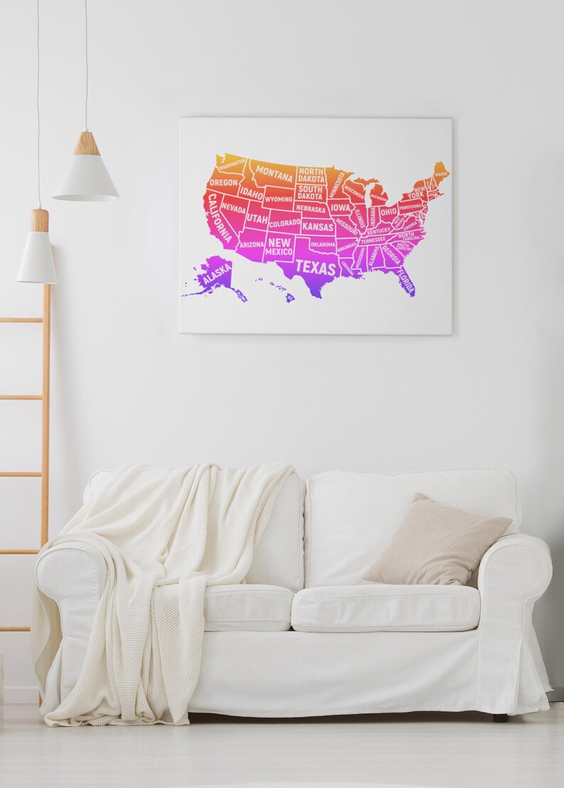 United States Map, USA Map, US Map, United States Wall Art, United ...