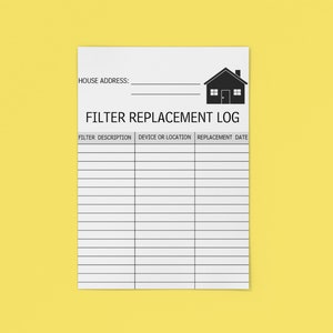 Filter Replacement Log, Air Filter Replacement Log, HVAC and Pool ...