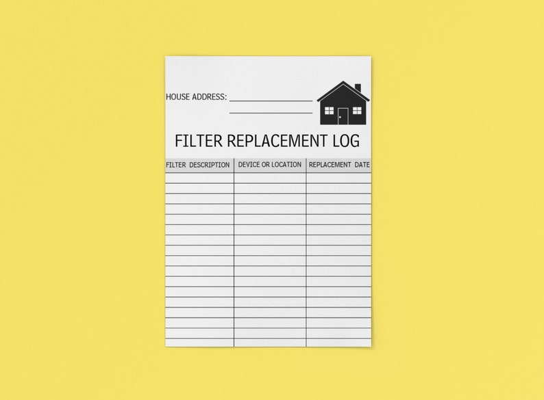 Filter Replacement Log, Air Filter Replacement Log, HVAC and Pool ...