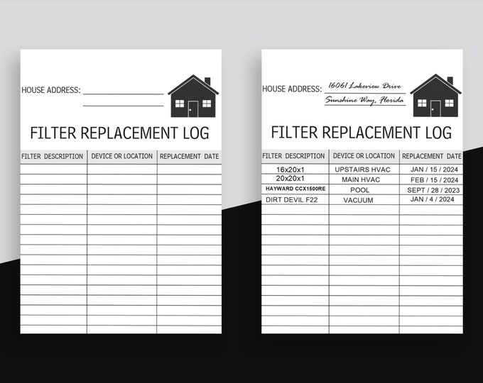 Air Filter Log Printable Form, Air Filter Planner, Simple Home ...