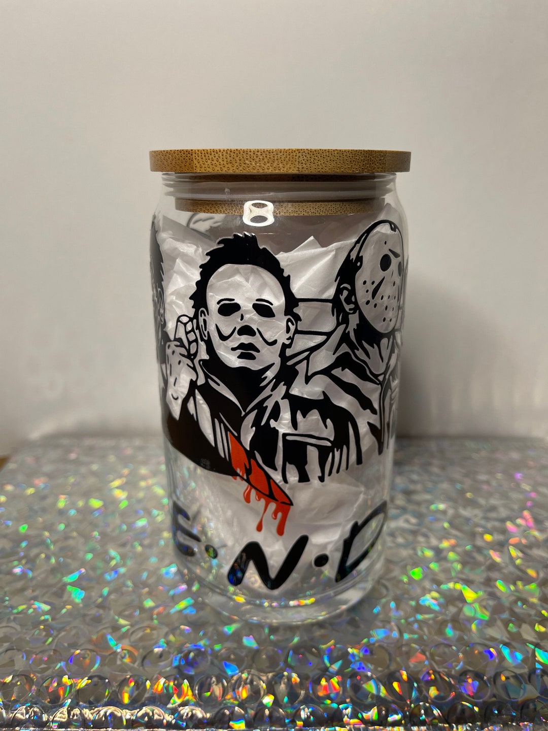 Horror Films Glass Cup With Bamboo Lid 16oz - Etsy