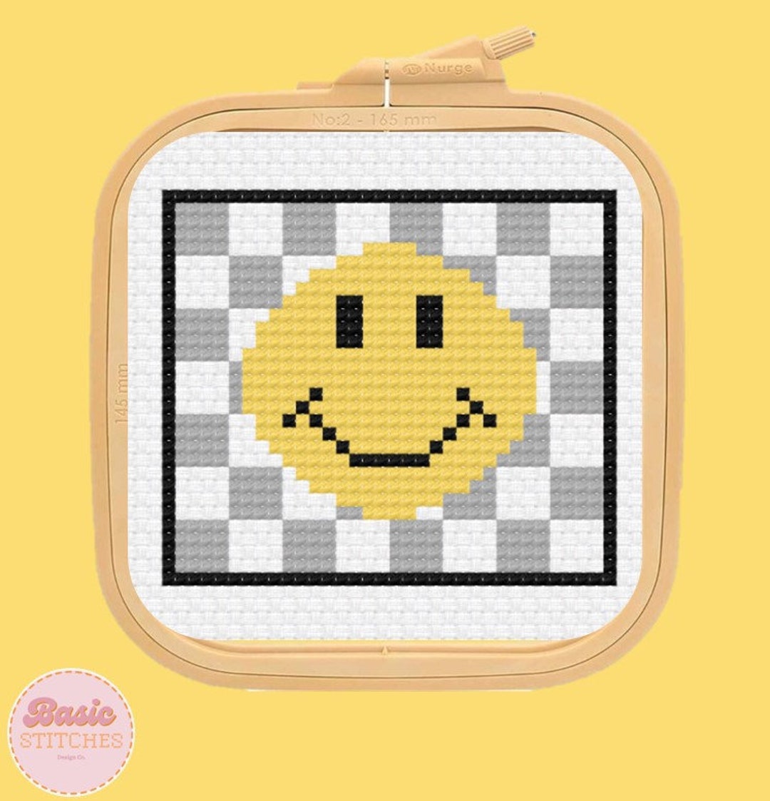 Happy Face Cross Stitch Pattern - Great for Beginners - Etsy