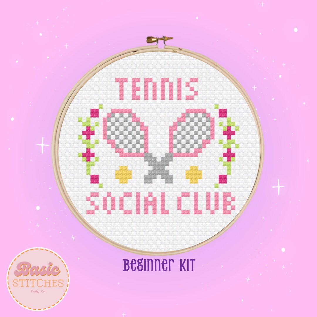 Tennis Social Club Cross Stitch Kit- Learn to Cross Stitch - Great for ...