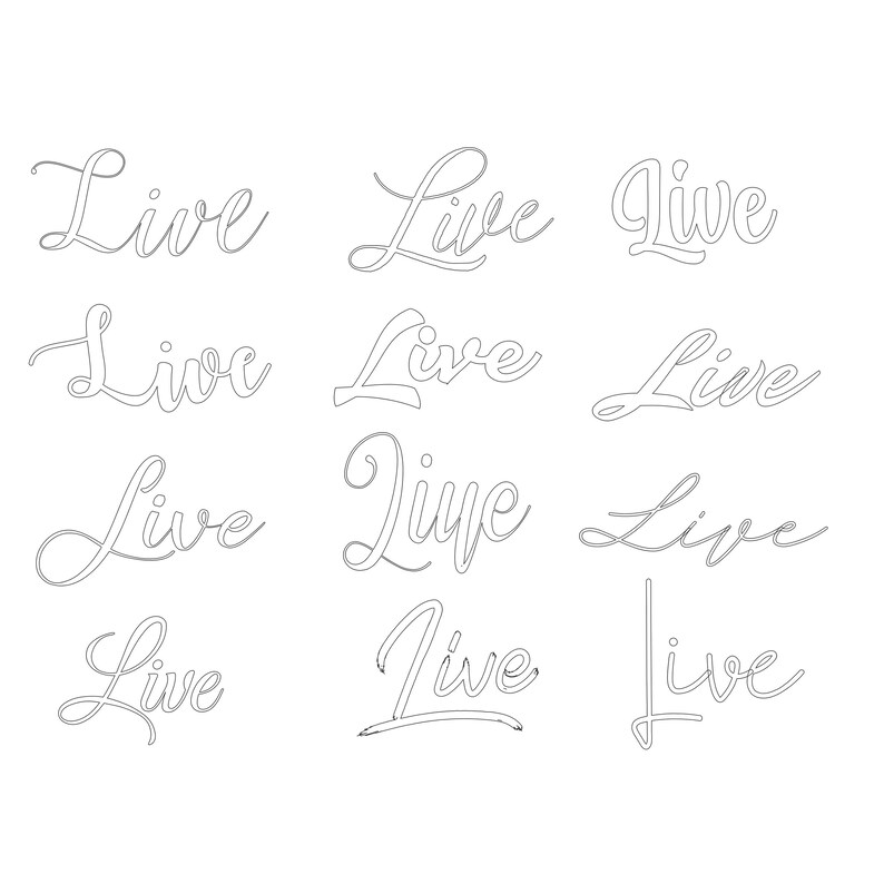 Live Script Font Bundle, 12 Options, Svg, Eps, Pdf, Vinyl Cutter, CNC ...