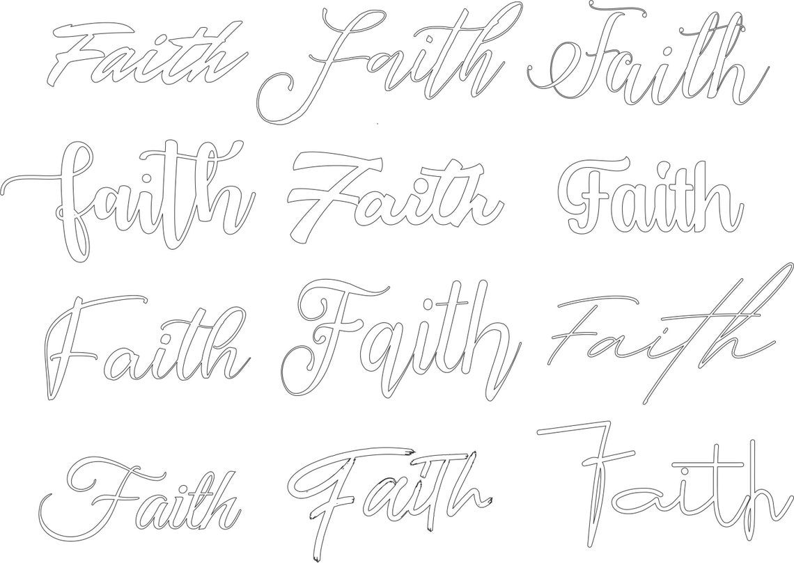 Faith - Script Font Bundle, 12 Options, Svg, Eps, Pdf, Vinyl Cutter, CNC, Crafting, Sticker ...