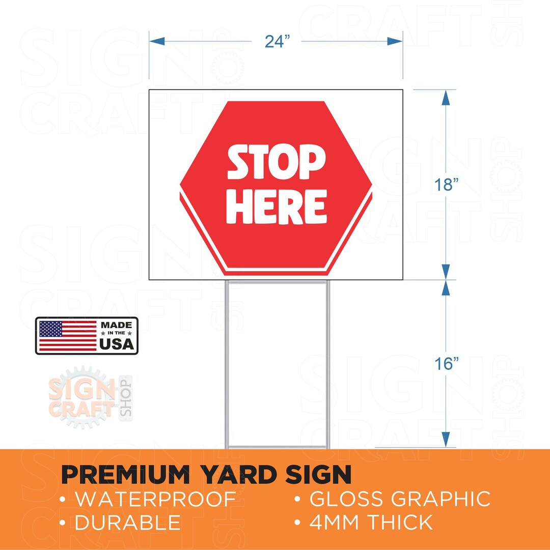 STOP HERE Yard Sign, Directional Sign With Stakes, Double Sided - Etsy