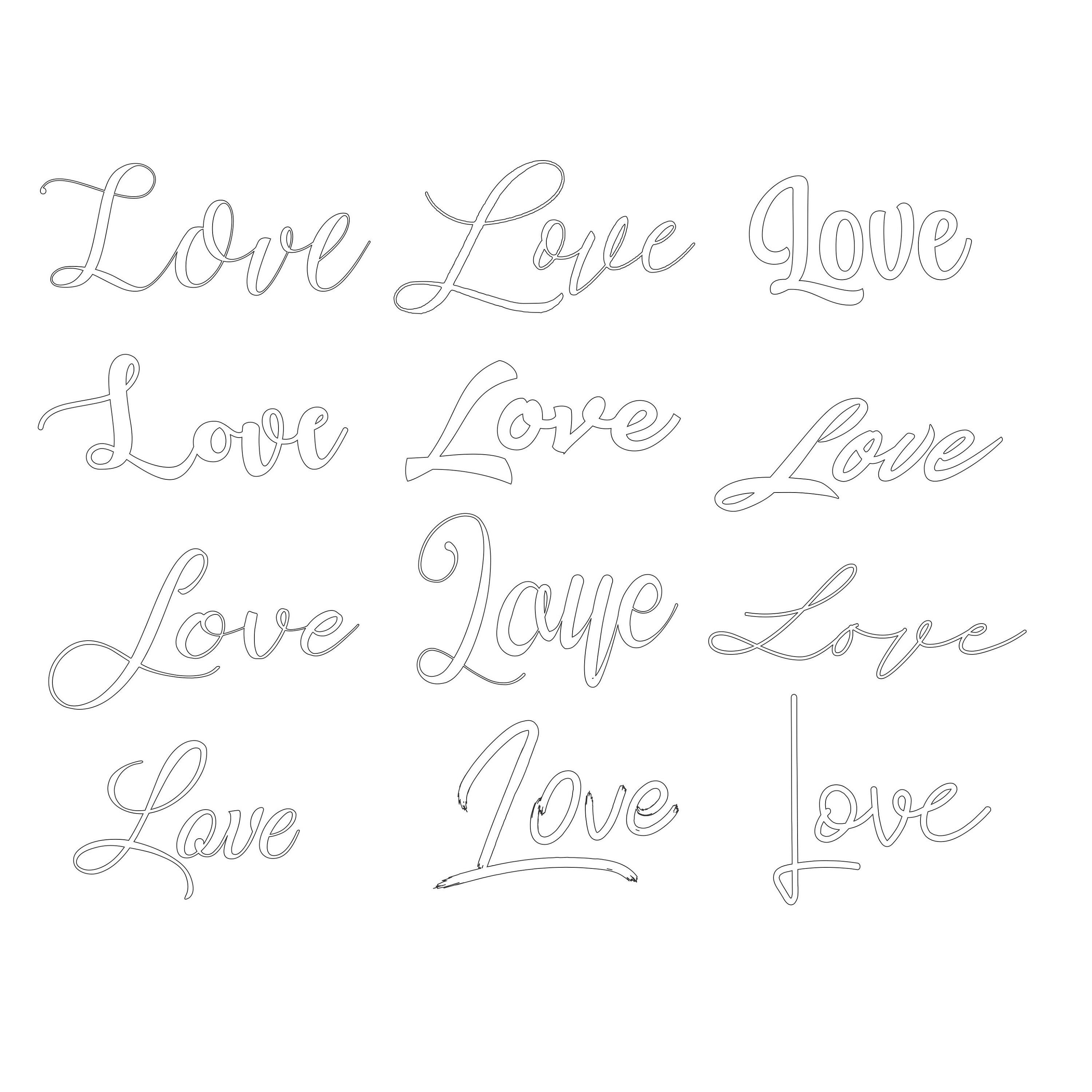 Love - Script Font Bundle, 12 Options, Svg, Eps, Pdf, Vinyl Cutter, CNC ...