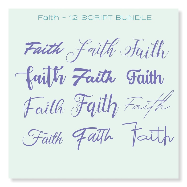 Faith Script Font Bundle, 12 Options, Svg, Eps, Pdf, Vinyl Cutter, CNC ...