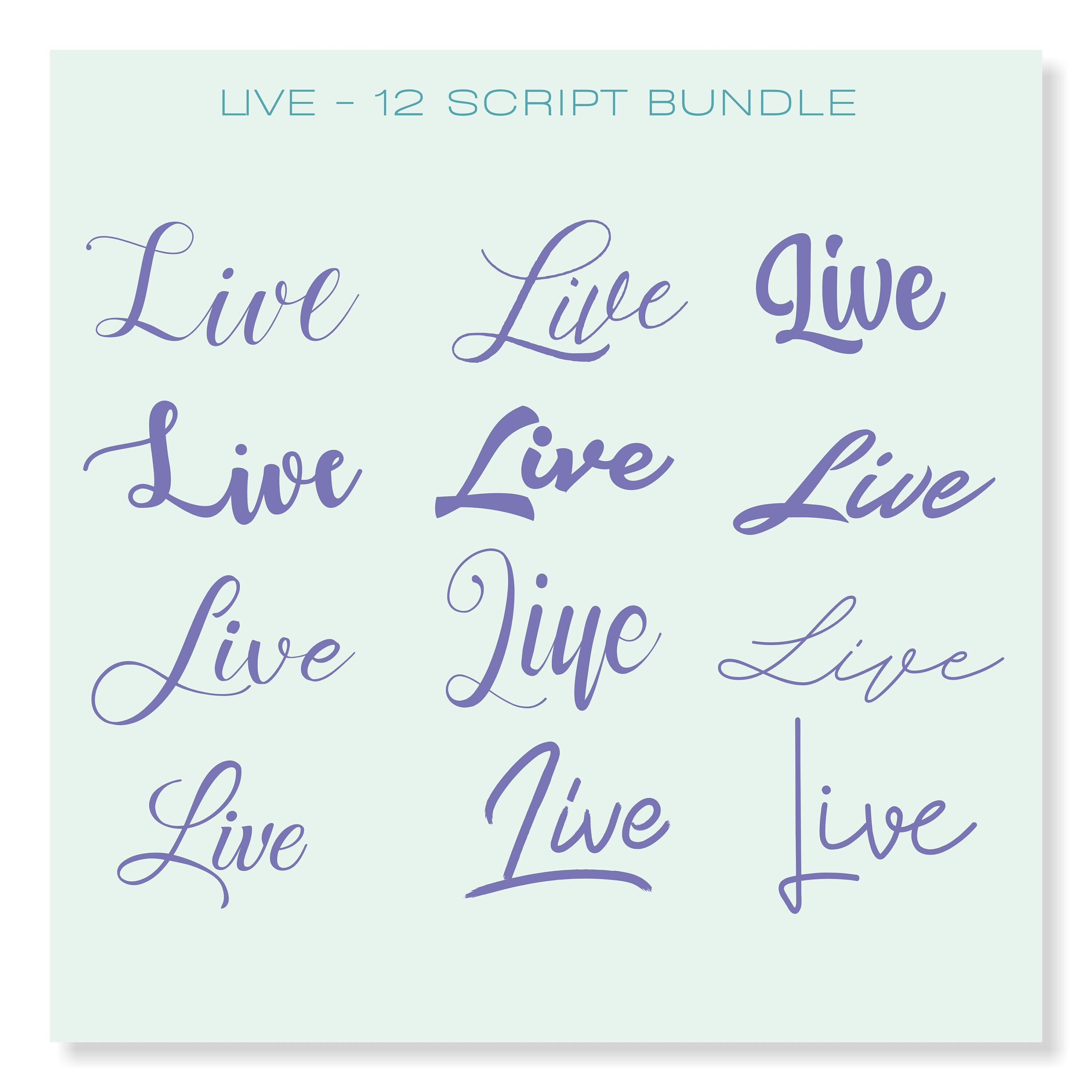 Live - Script Font Bundle, 12 Options, Svg, Eps, Pdf, Vinyl Cutter, CNC ...
