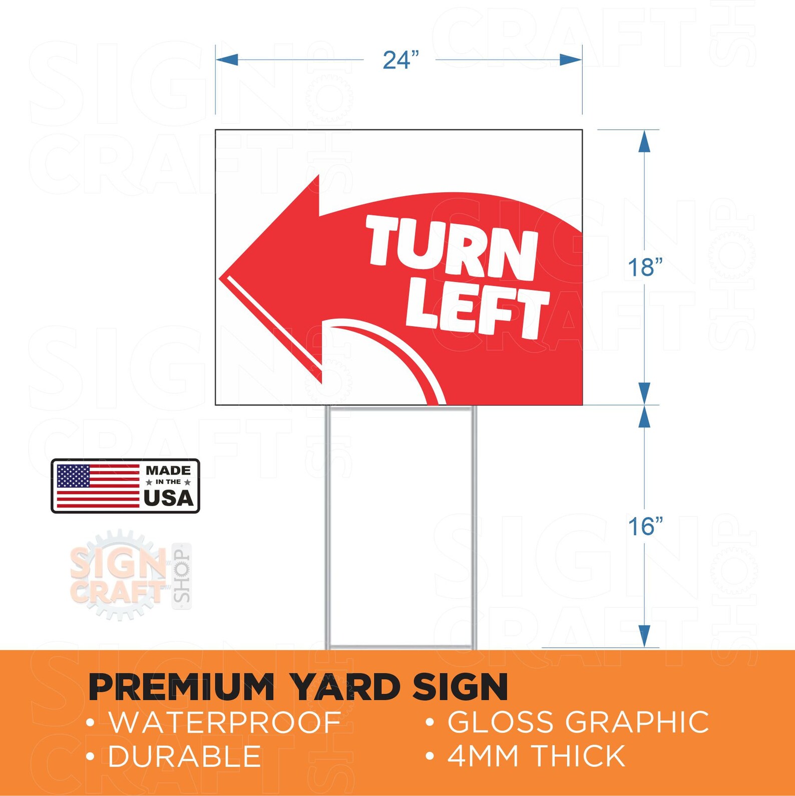 Turn Left, Arrow, Directional Yard Sign, 24w X 18h, With Stakes Double ...