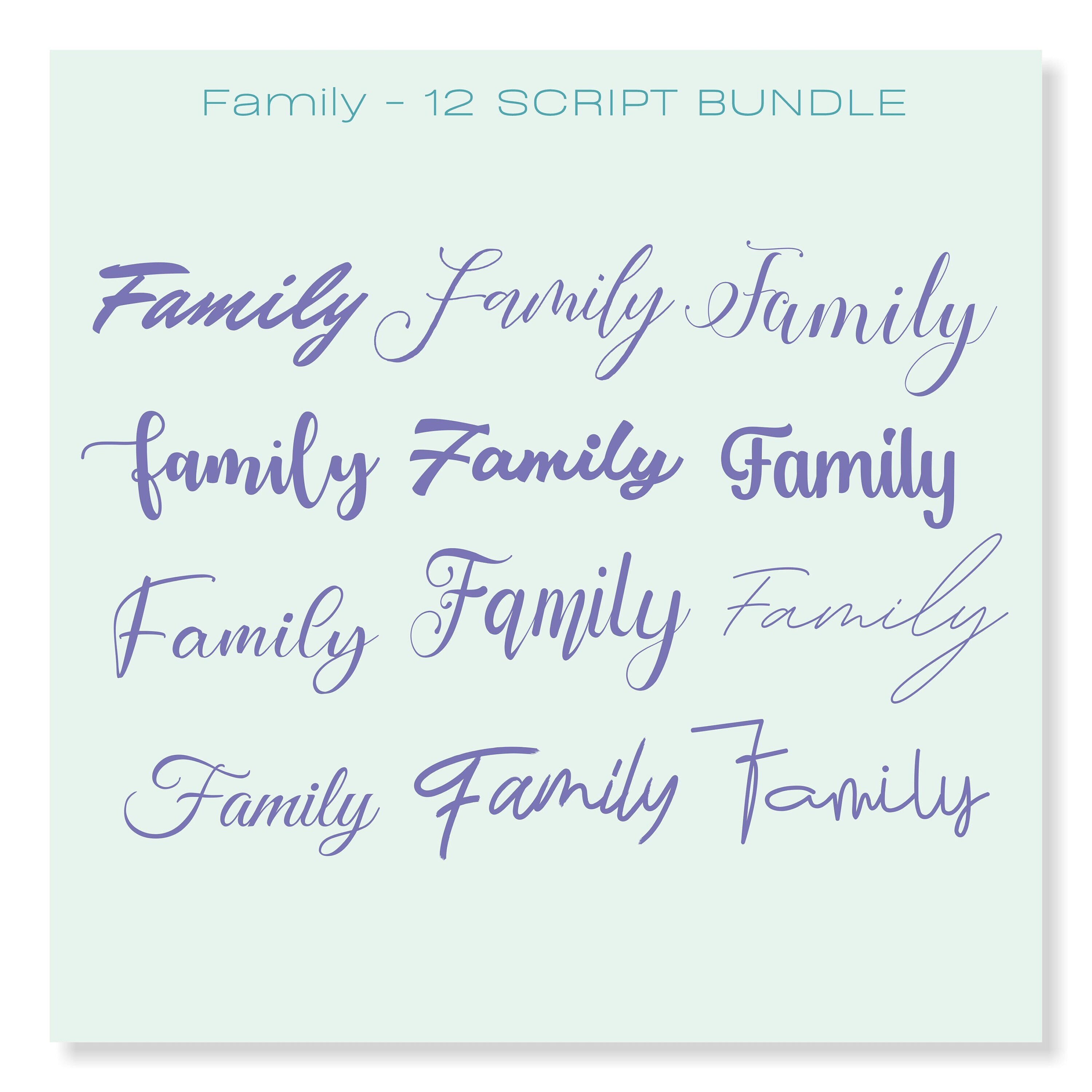 Family - Script Font Bundle, 12 Options, Svg, Eps, Pdf, Vinyl Cutter ...