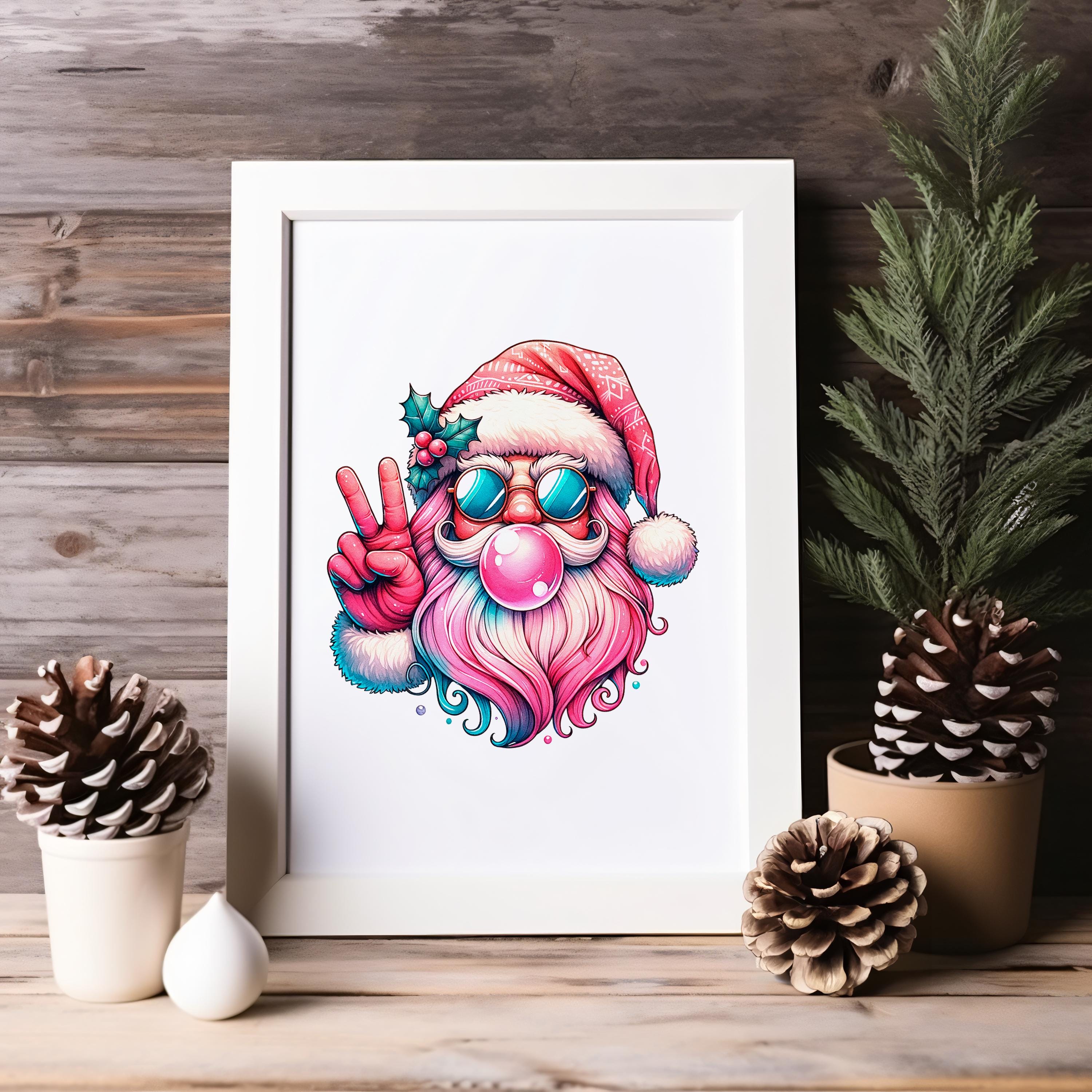 Arte Digital Santa Claus Moderno Con Gafas, Chicle Y Estilo Divertido ...