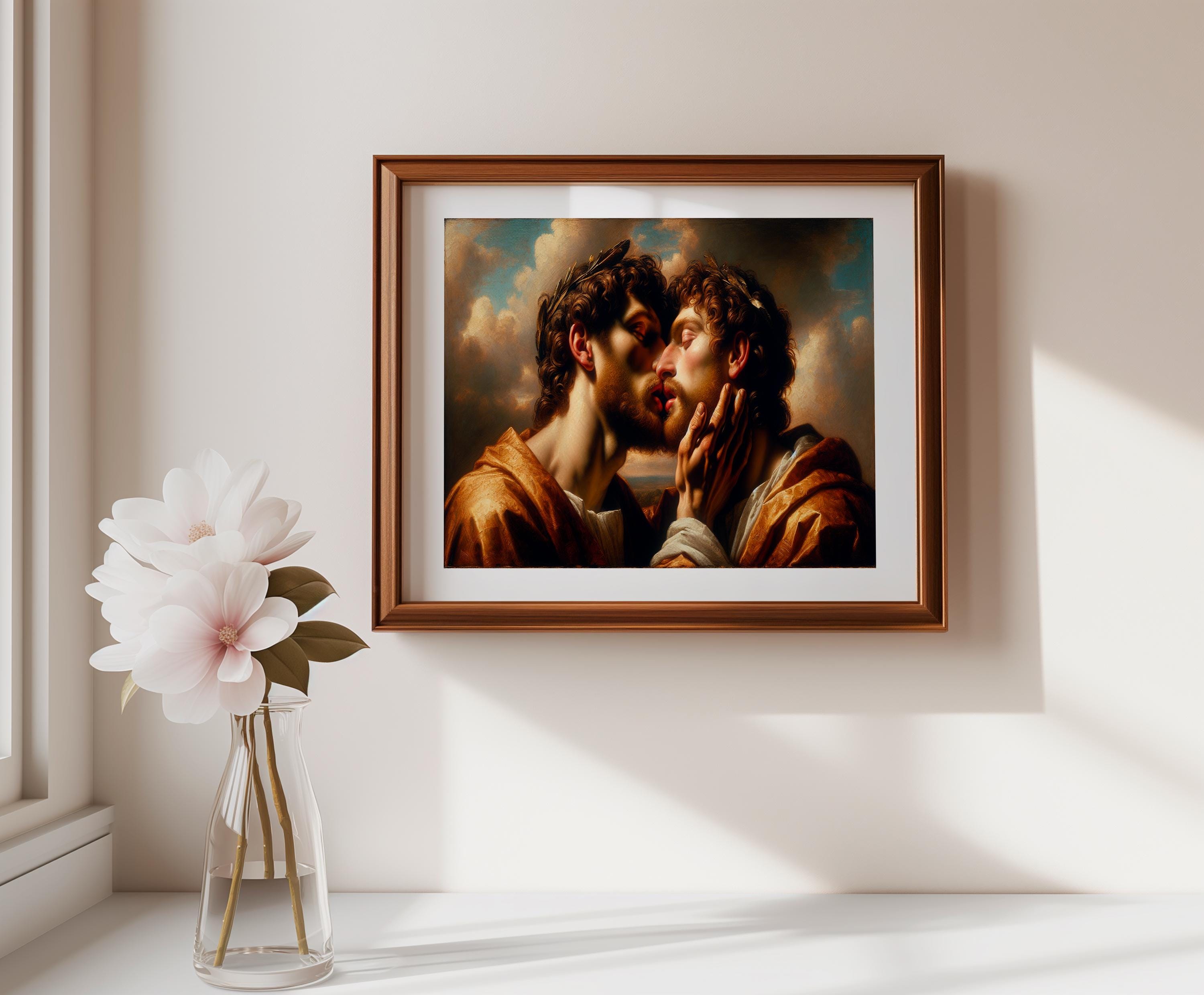 Renaissance Art of Two Men Kissing Printable Wall Decor to Add Elegance ...