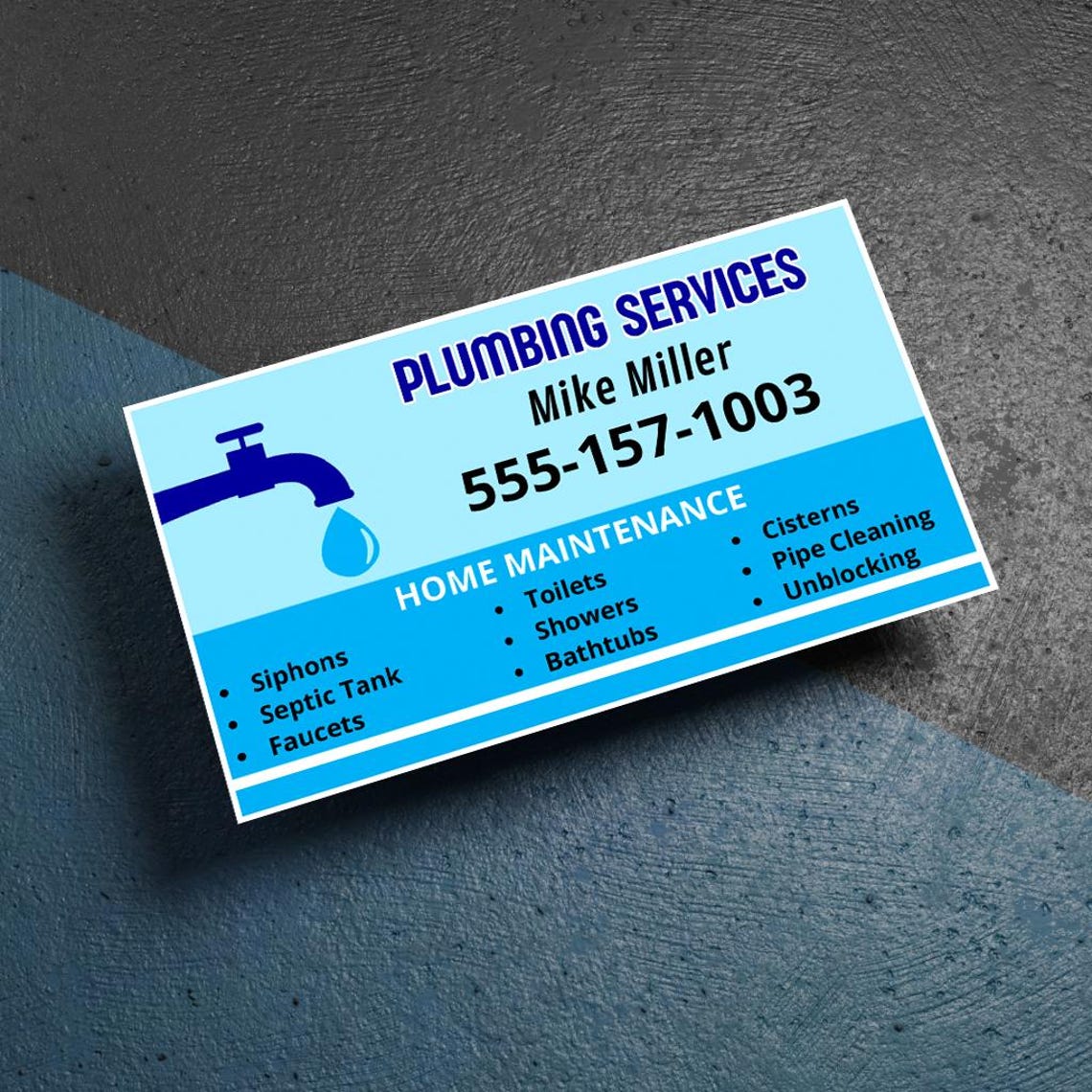 Editable Plumbing Business Card Template Edit Canva 2025 Calendar for ...