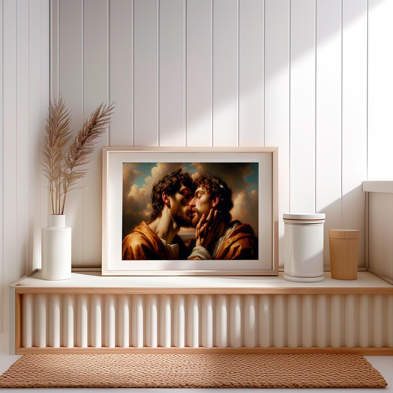 Renaissance Art of Two Men Kissing Printable Wall Decor to Add Elegance ...